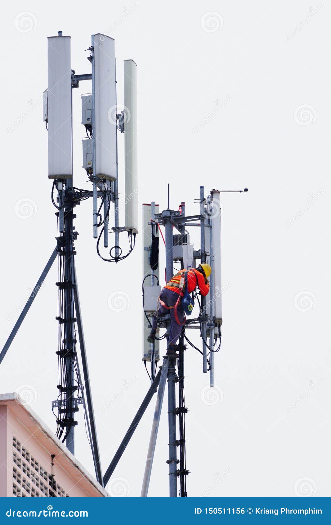 Telecommunication Tower. Wireless Communication Antenna Transmitter ...