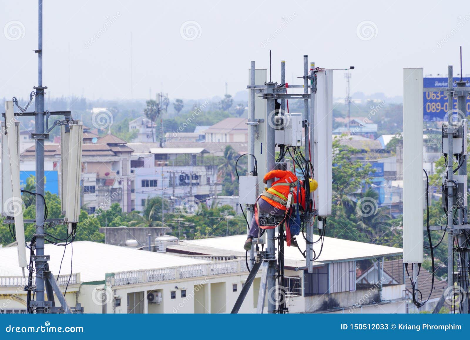 Telecommunication Tower. Wireless Communication Antenna Transmitter ...