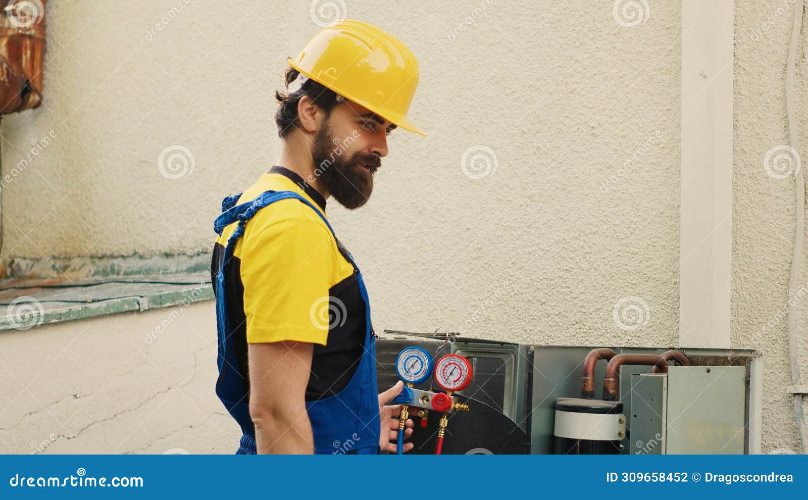 Technician Maintenancing Air Conditioner Stock Photo - Image of trained ...