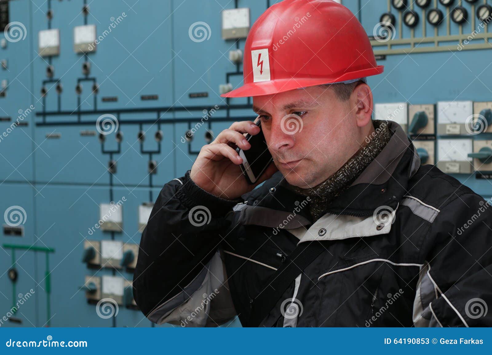 Technician Make Phone Call in the Power Plant Control Center Stock ...
