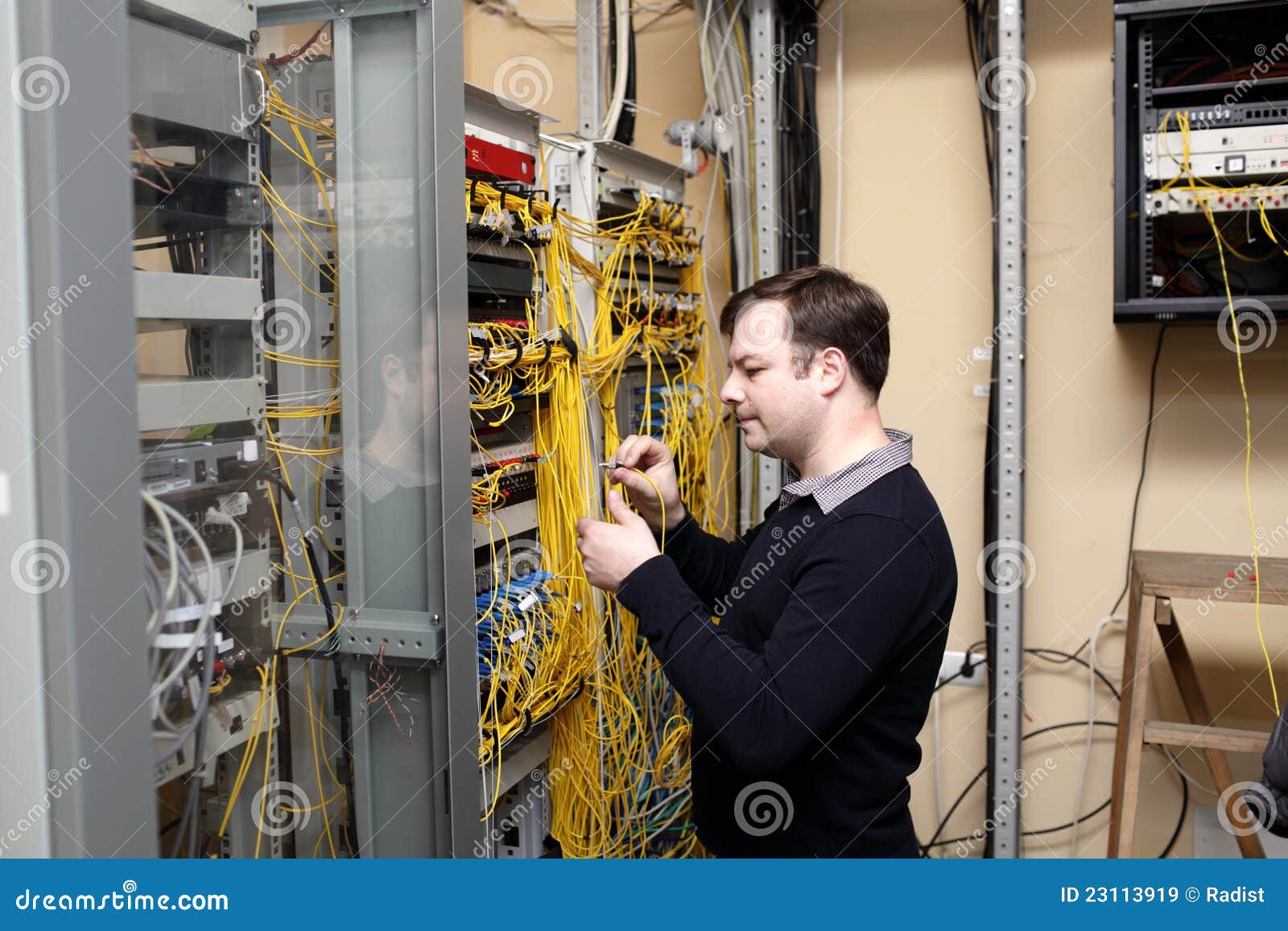 Technician Makes Connections Stock Image - Image of hardware, equipment ...