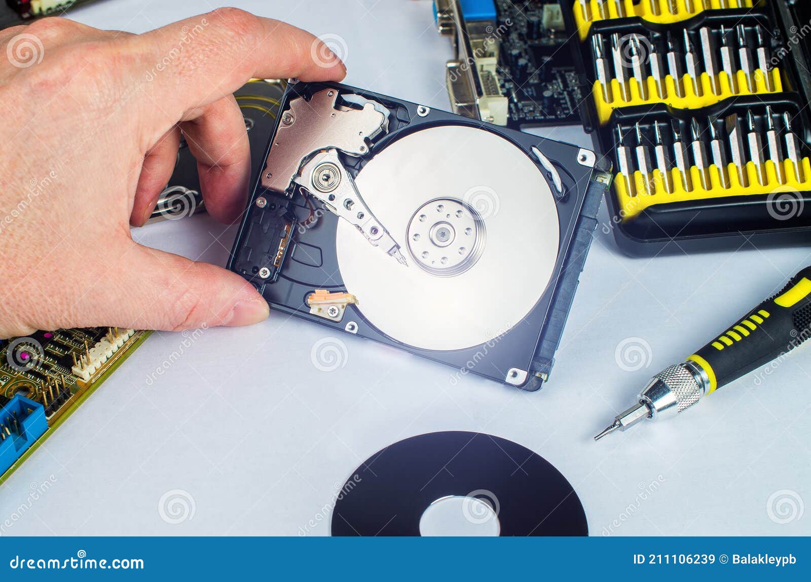 Technician Makes a Hard Drive Dissection Stock Image - Image of ...