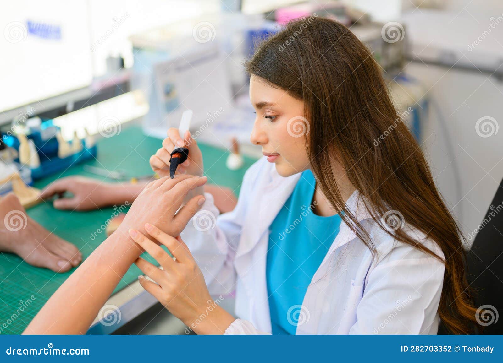 Technician Making Prosthetic Limb Device at Laboratory Stock Photo ...