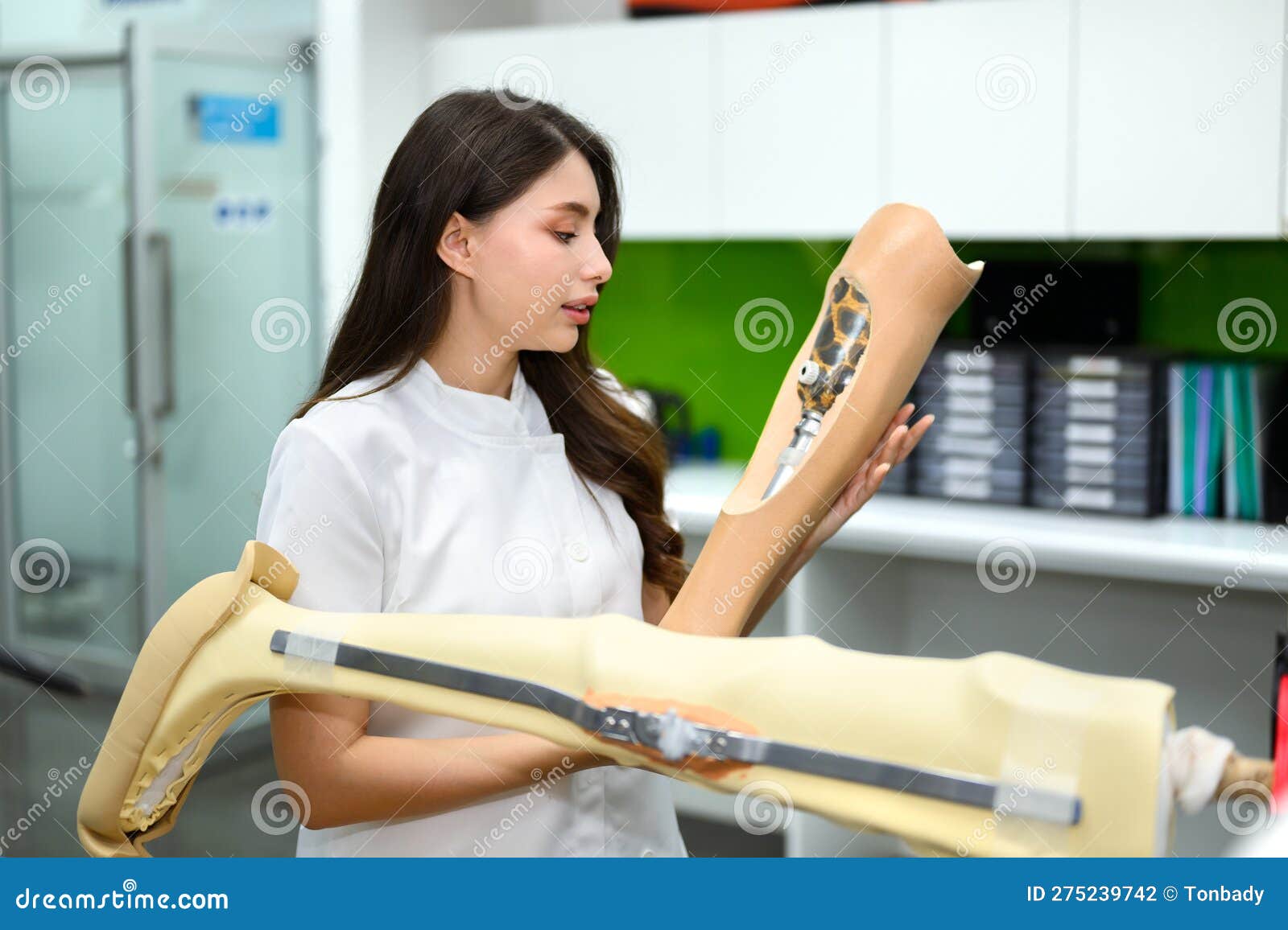 Technician Making Prototype of Prosthetic Leg, Artificial Metal Limb ...
