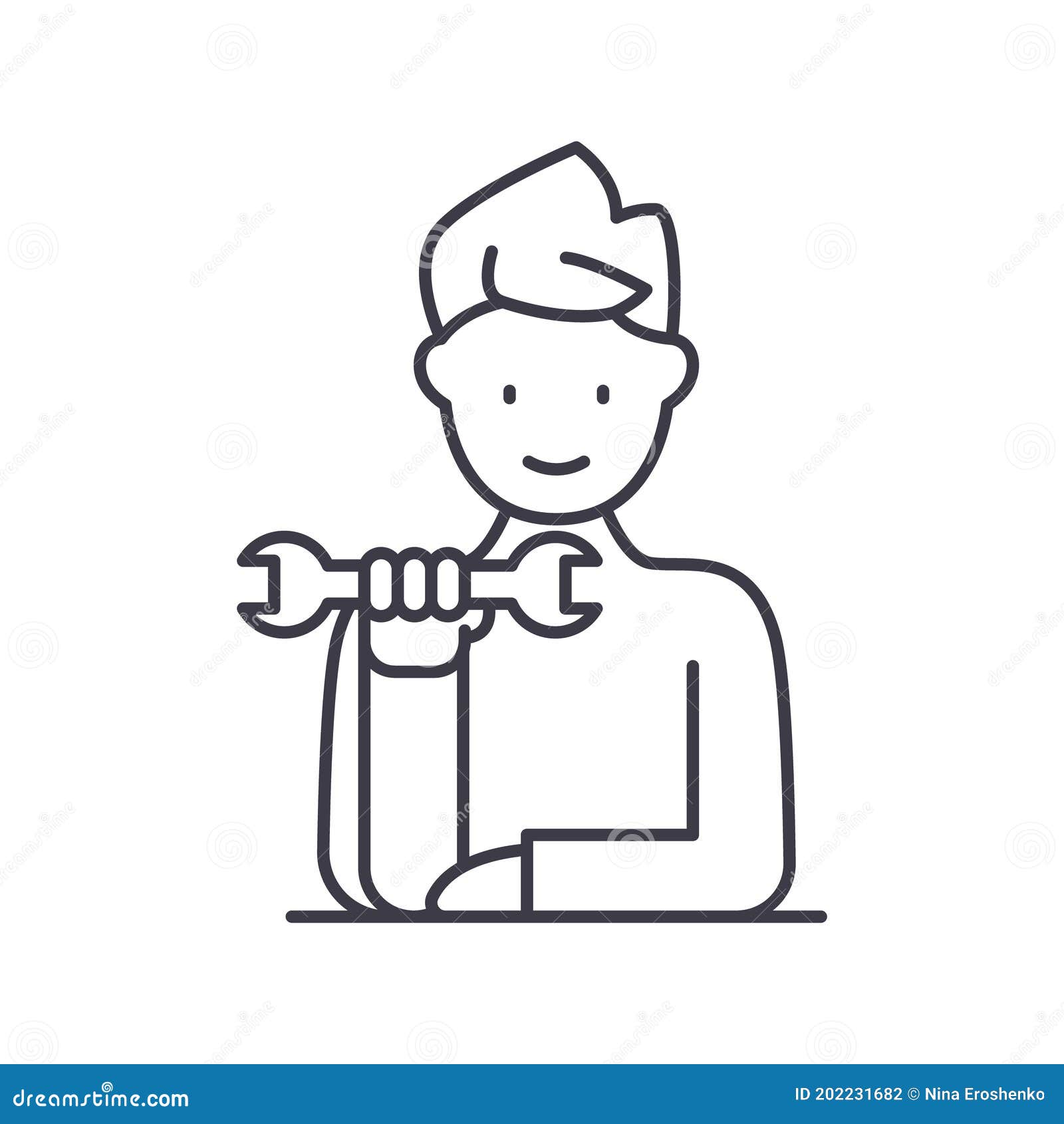 Technician Master Icon, Linear Isolated Illustration, Thin Line Vector ...