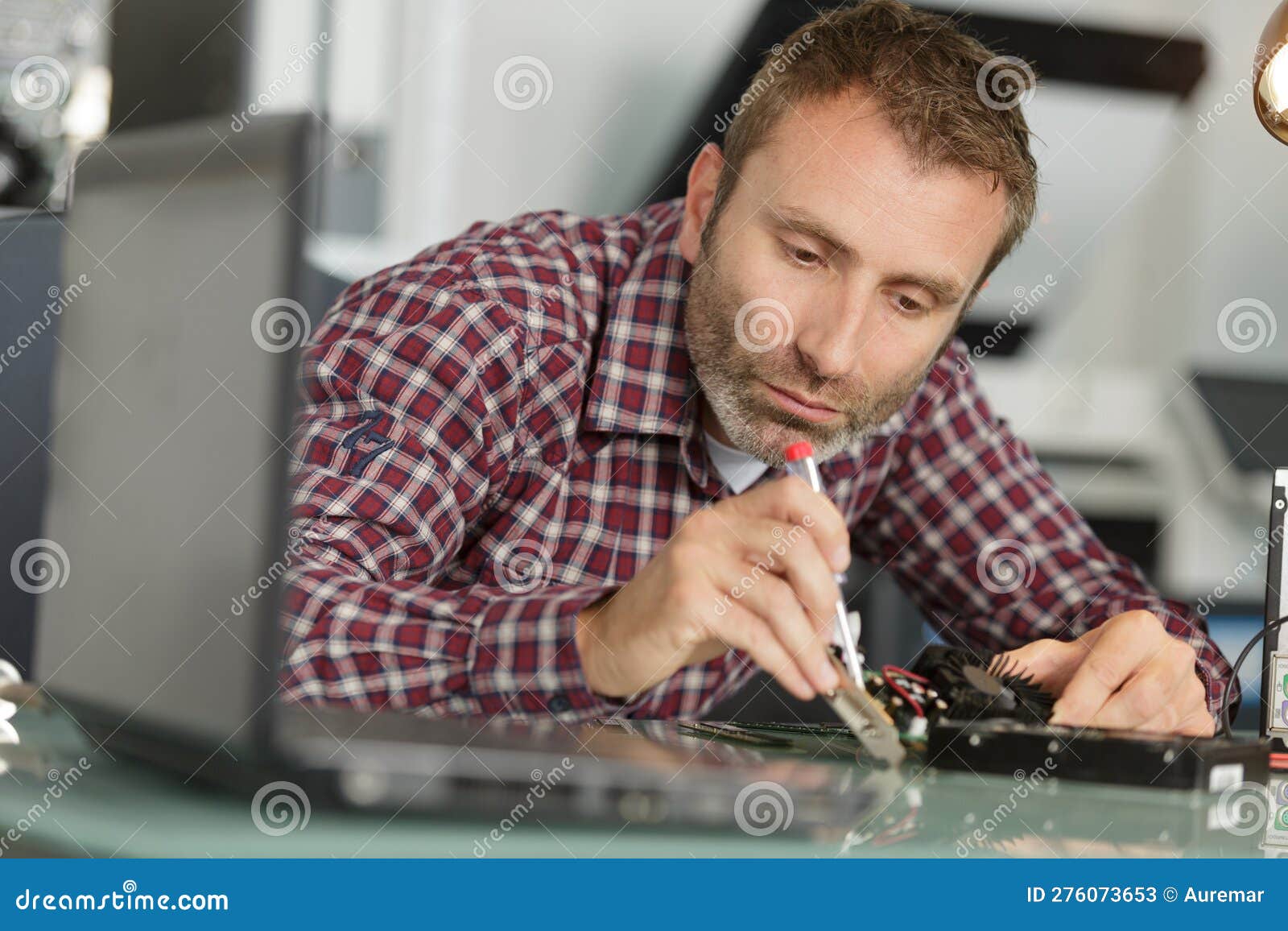 Technician Master Working on Computer Board Stock Image - Image of ...