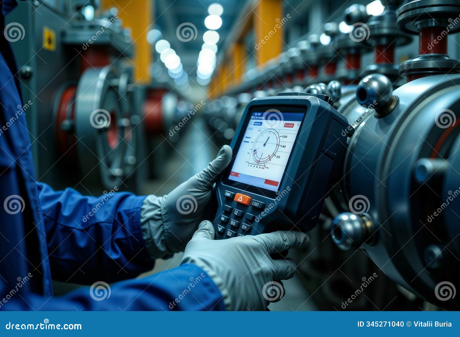 Technician Monitoring Equipment with Diagnostic Device, Generative Ai ...