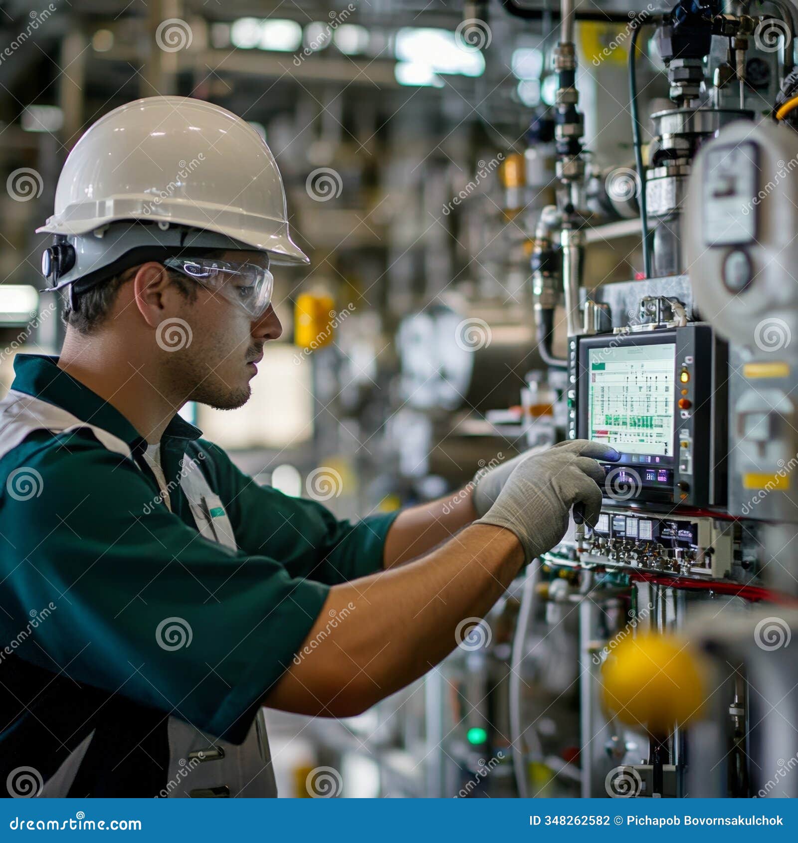 Technician Operating Advanced Digital Control System Stock Illustration ...