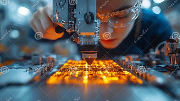 Technician Operating Advanced Printing Technology in a Manufacturing ...