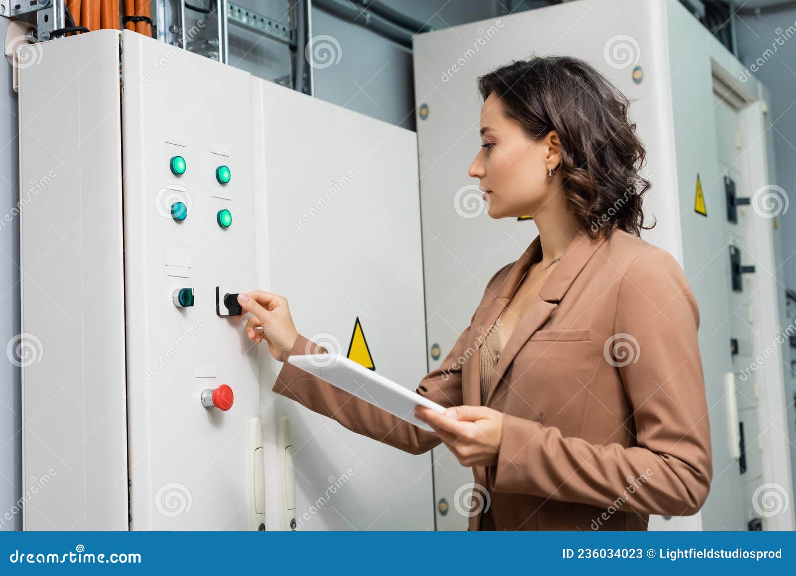 Technician Operating Switchboard in Data Center Stock Image - Image of ...
