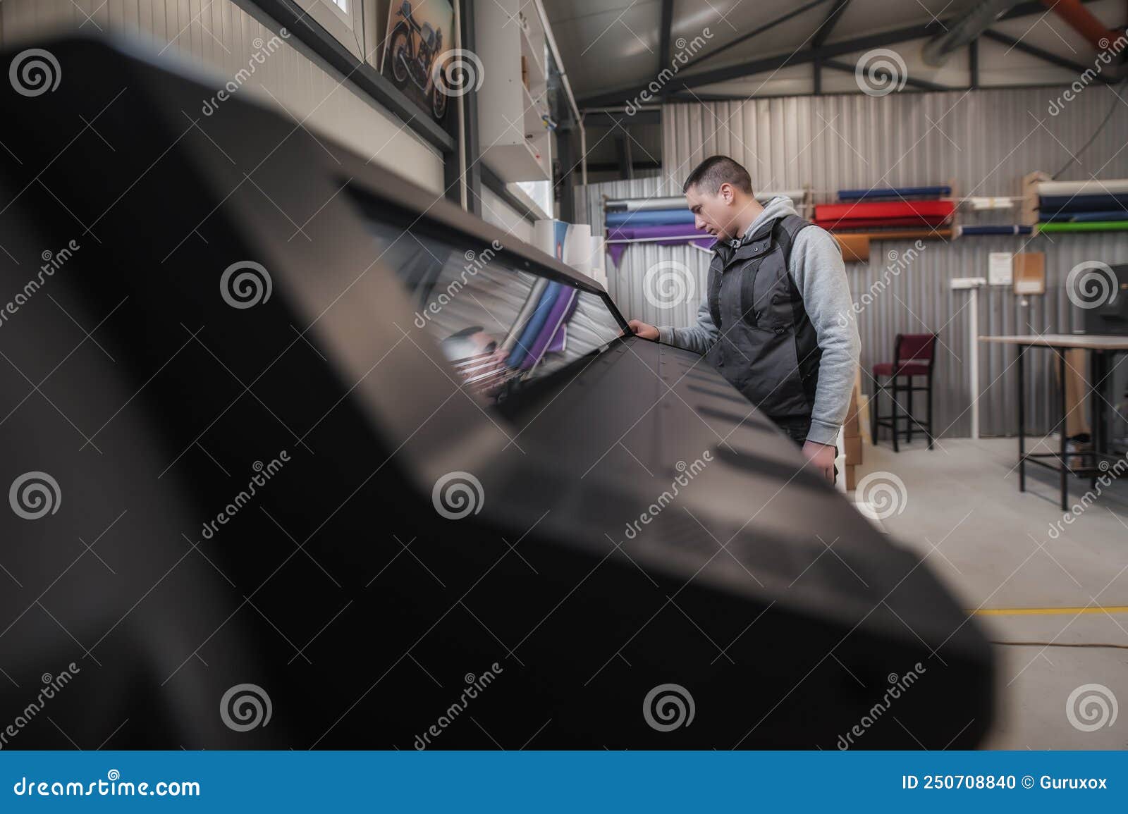 Technician Operator Checking Status on Touchscreen Front Display ... Technician Operator Checking Status on Touchscreen Front Display ...