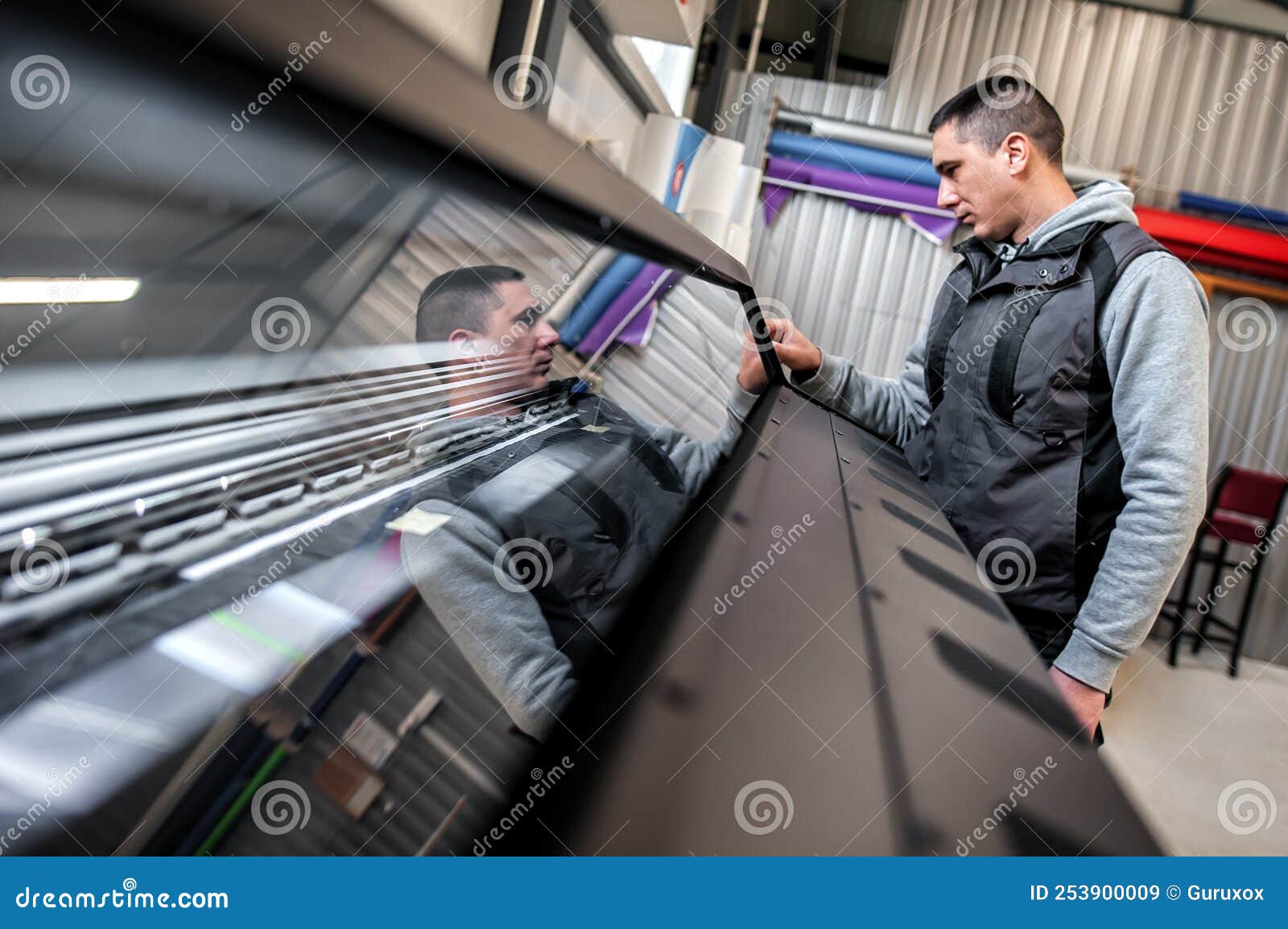 Technician Operator Checking Status on Touchscreen Front Display ... Technician Operator Checking Status on Touchscreen Front Display ...