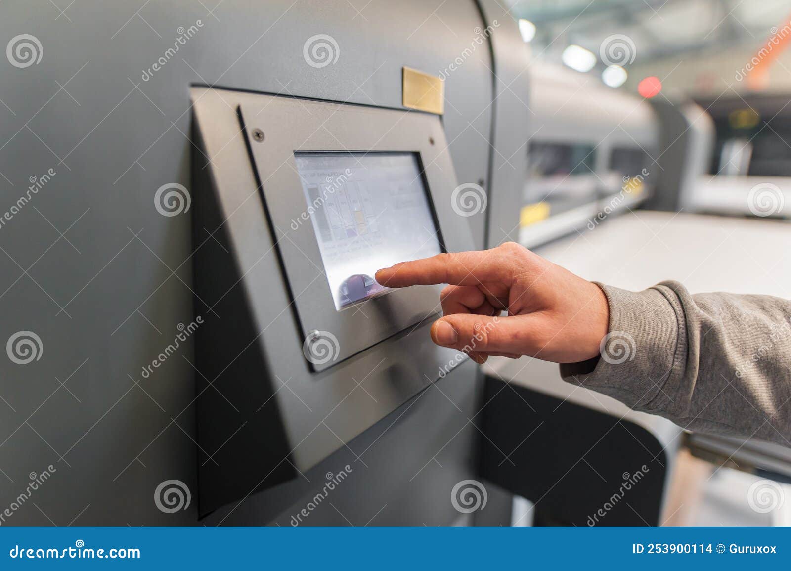 Technician Operator Checking Status on Touchscreen Front Display ... Technician Operator Checking Status on Touchscreen Front Display ...