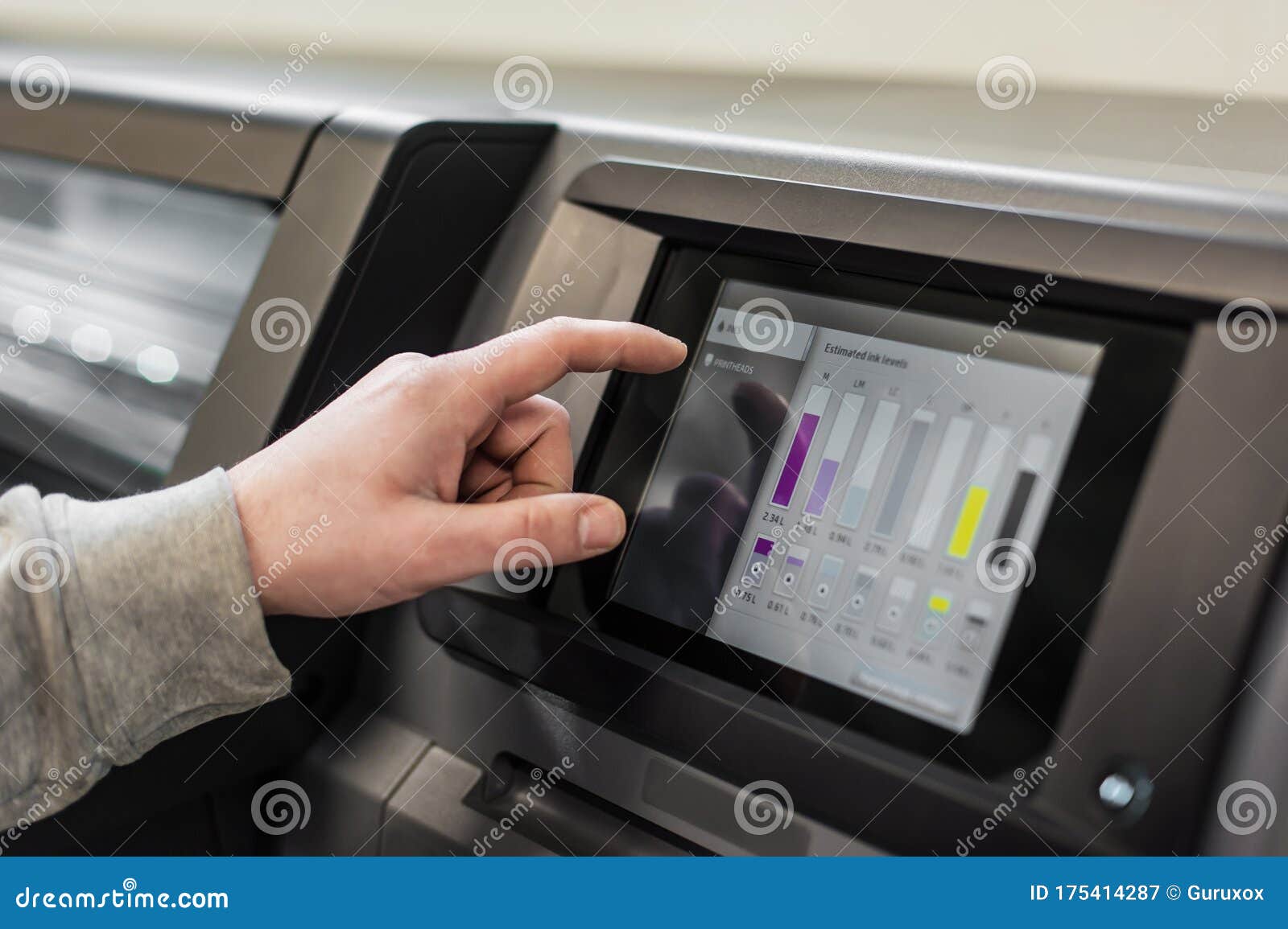 Technician Operator Checking Status on Touchscreen Front Display ... Technician Operator Checking Status on Touchscreen Front Display ...
