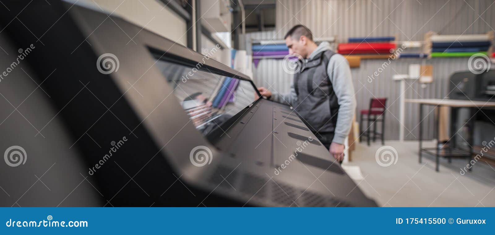 Technician Operator Checking Status on Touchscreen Front Display ...