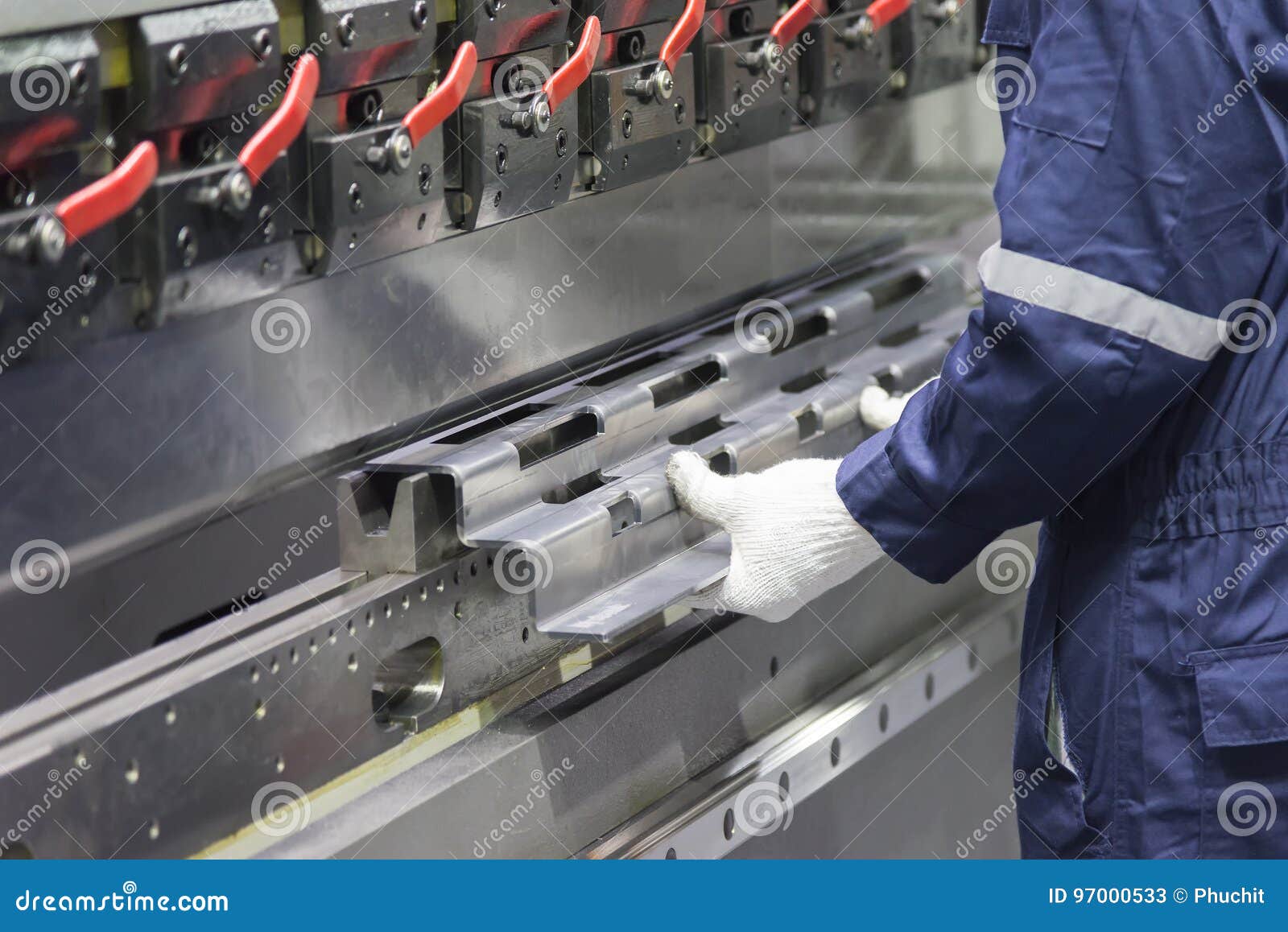 The Technician Operator Use Hydraulic Bending Machine. Stock Image ...