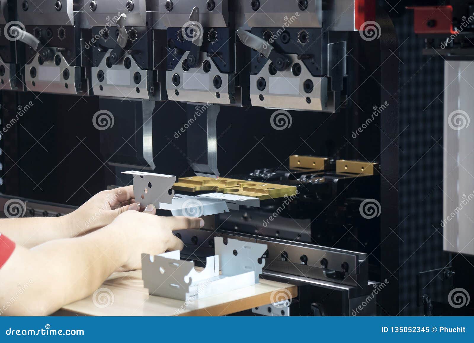 The Technician Operator Use Hydraulic Bending Machine. Stock Image ...