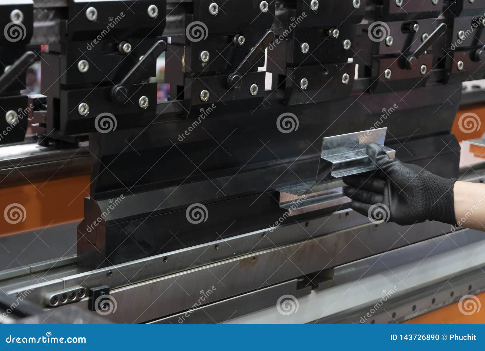 The Technician Operator Use Hydraulic Bending Machine. Stock Photo ...
