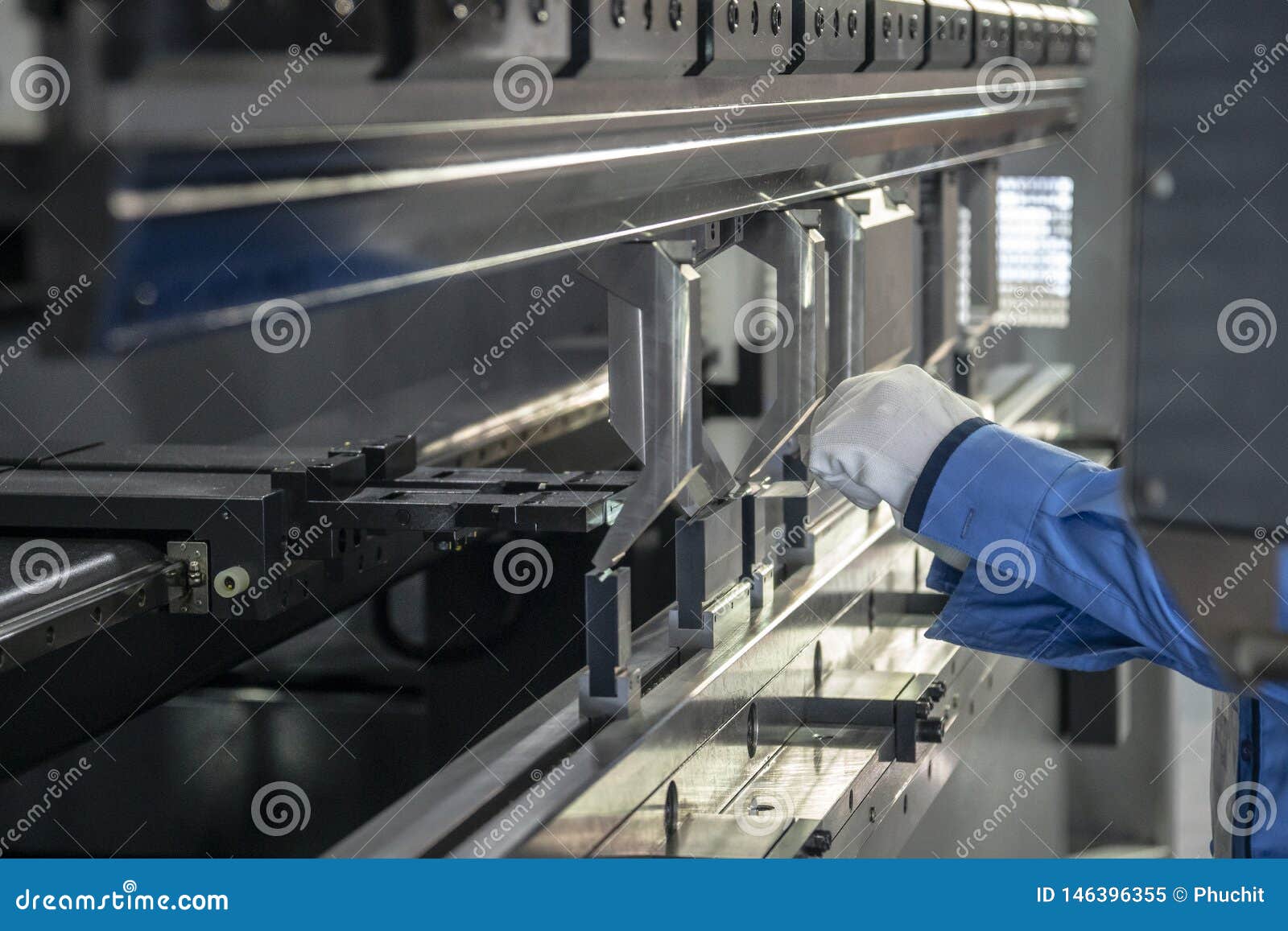 The Technician Operator Use Hydraulic Bending Machine. Stock Image ...