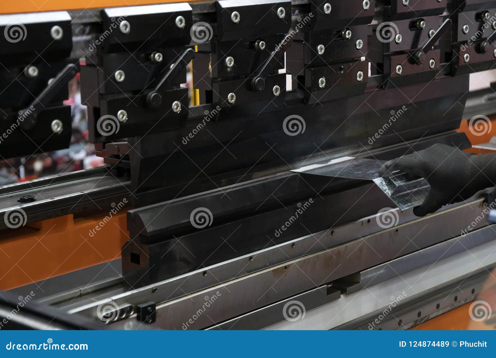 The Technician Operator Use Hydraulic Bending Machine. Stock Image ...