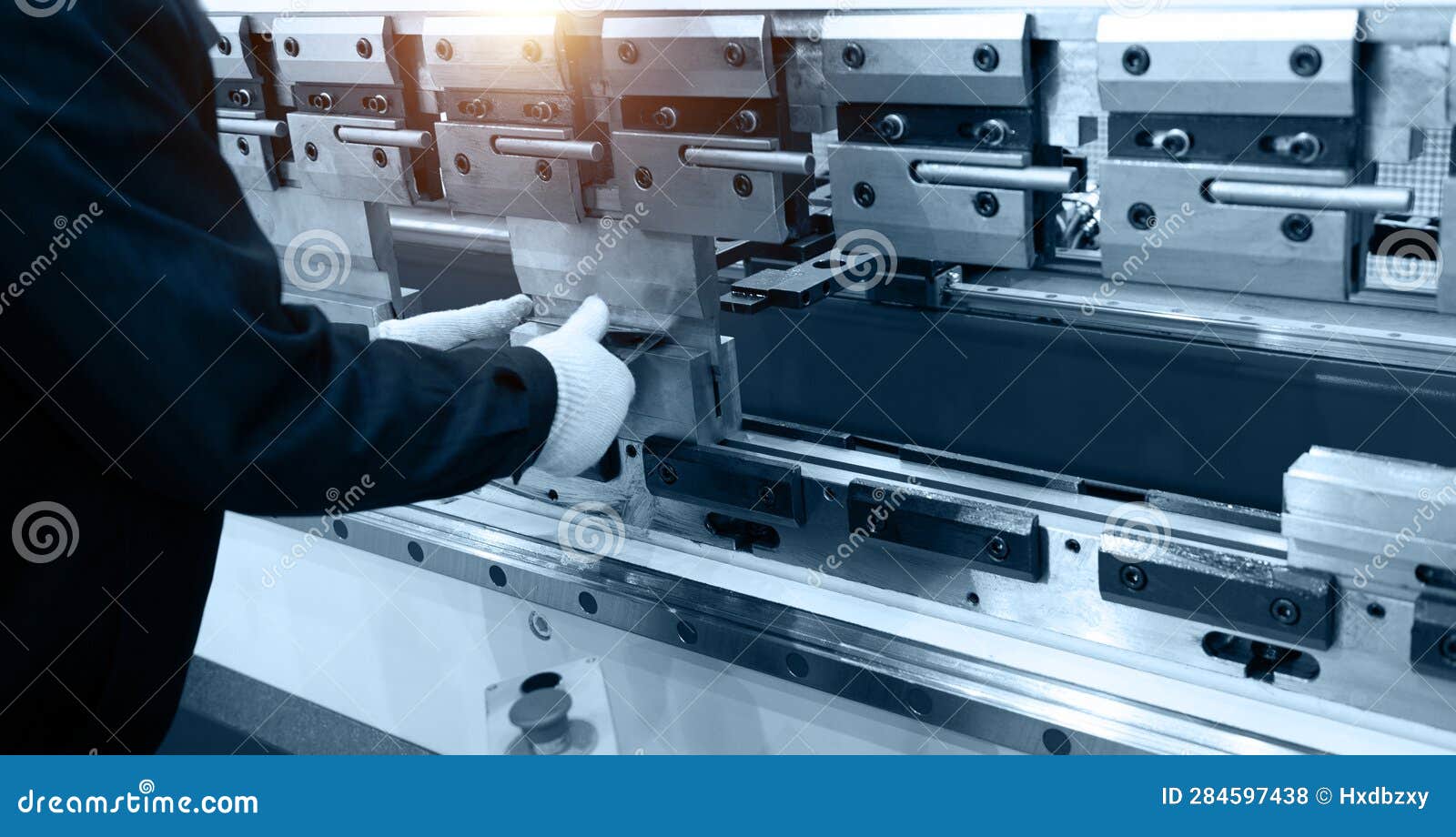 Technician Operator Changes Paper Roll On Large Printer Plotter Machine ...