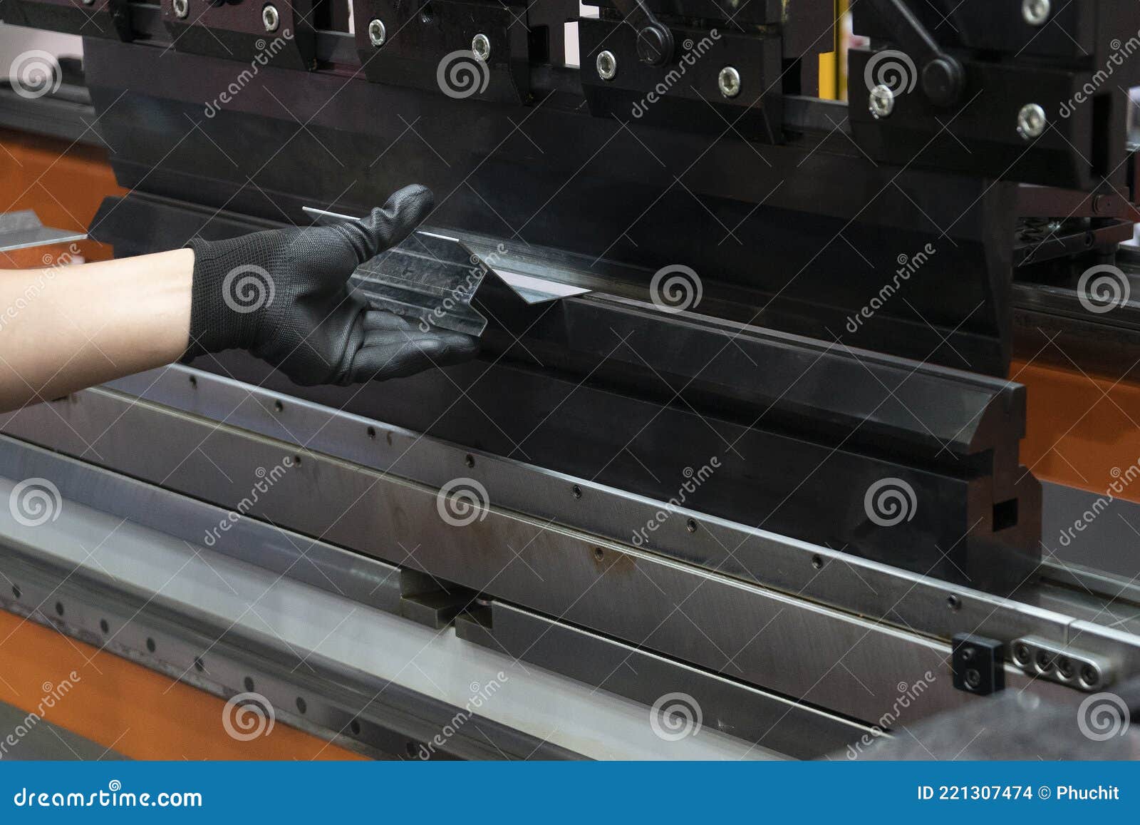 The Technician Operator Working with Hydraulic Press Brake Bending ...