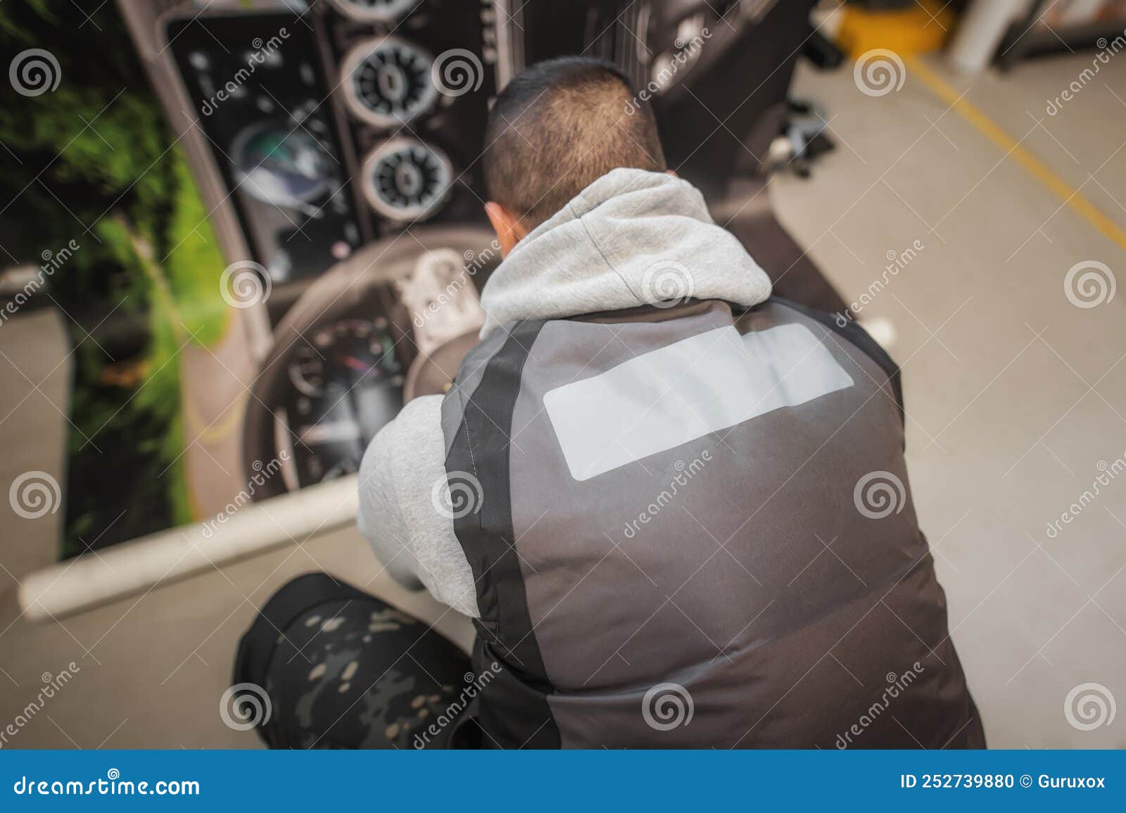 Technician Operator Works on Large Premium Industrial Printer Plotter ...