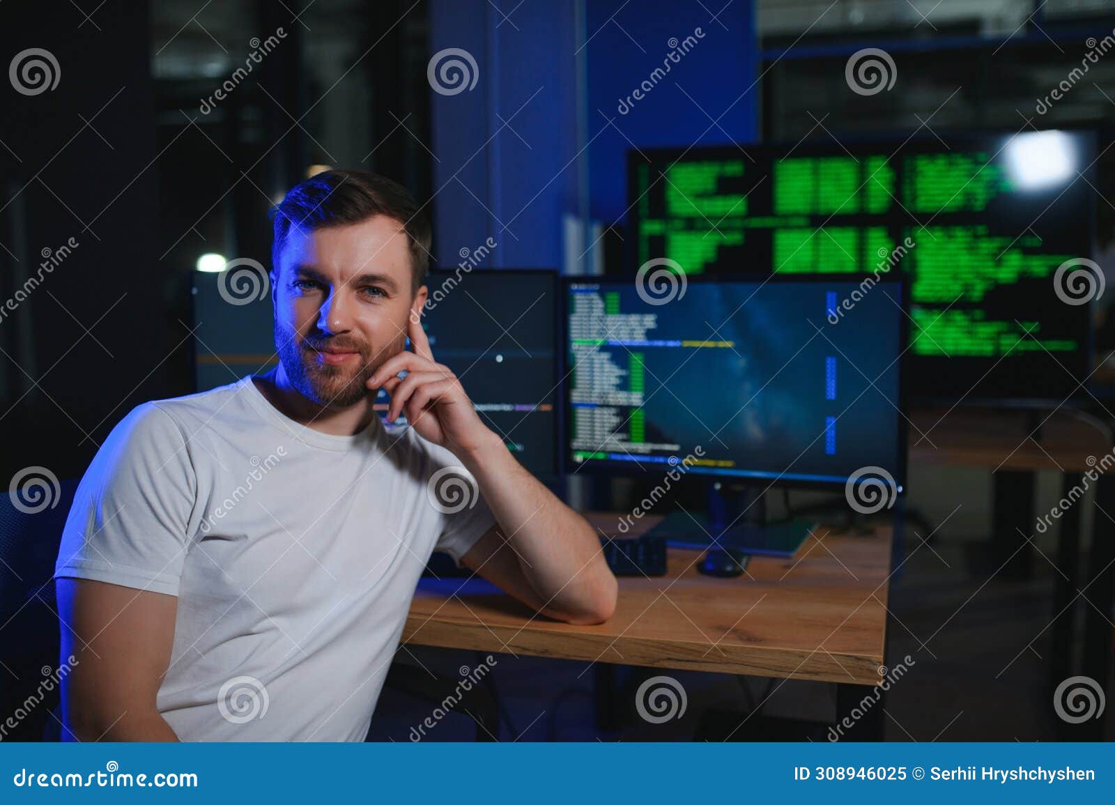 It Technician Person with Technology for Typing Code, Future and Data ...