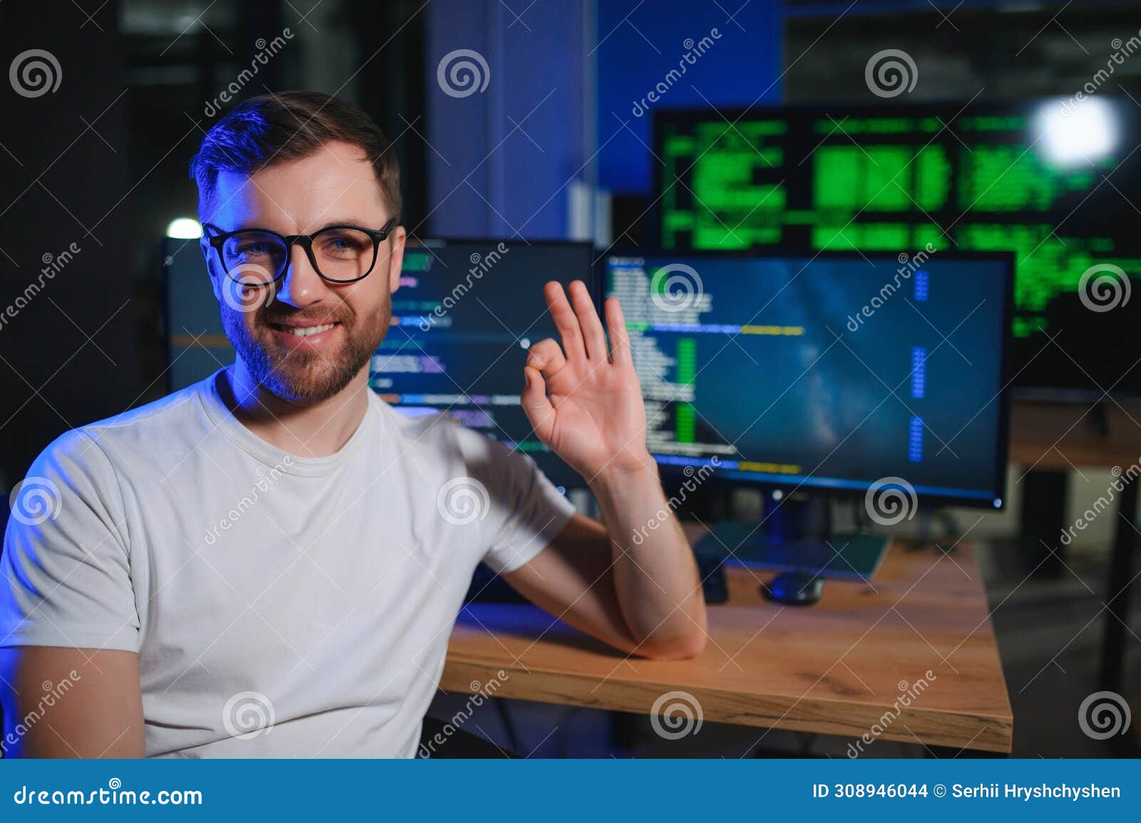 It Technician Person with Technology for Typing Code, Future and Data ...