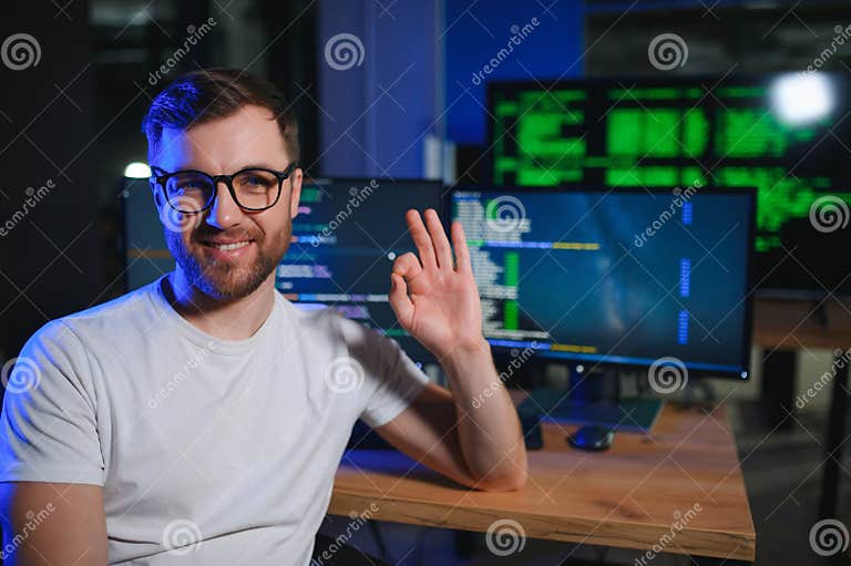 It Technician Person with Technology for Typing Code, Future and Data ...