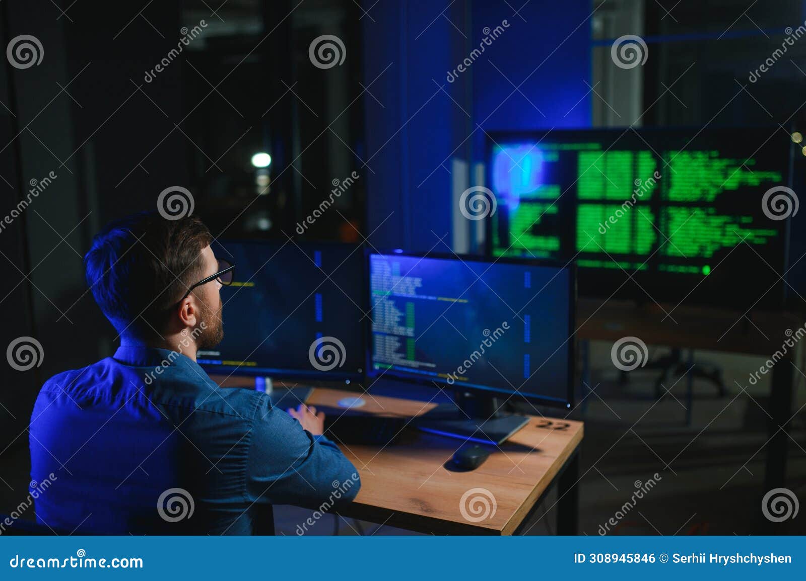 It Technician Person with Technology for Typing Code, Future and Data ...