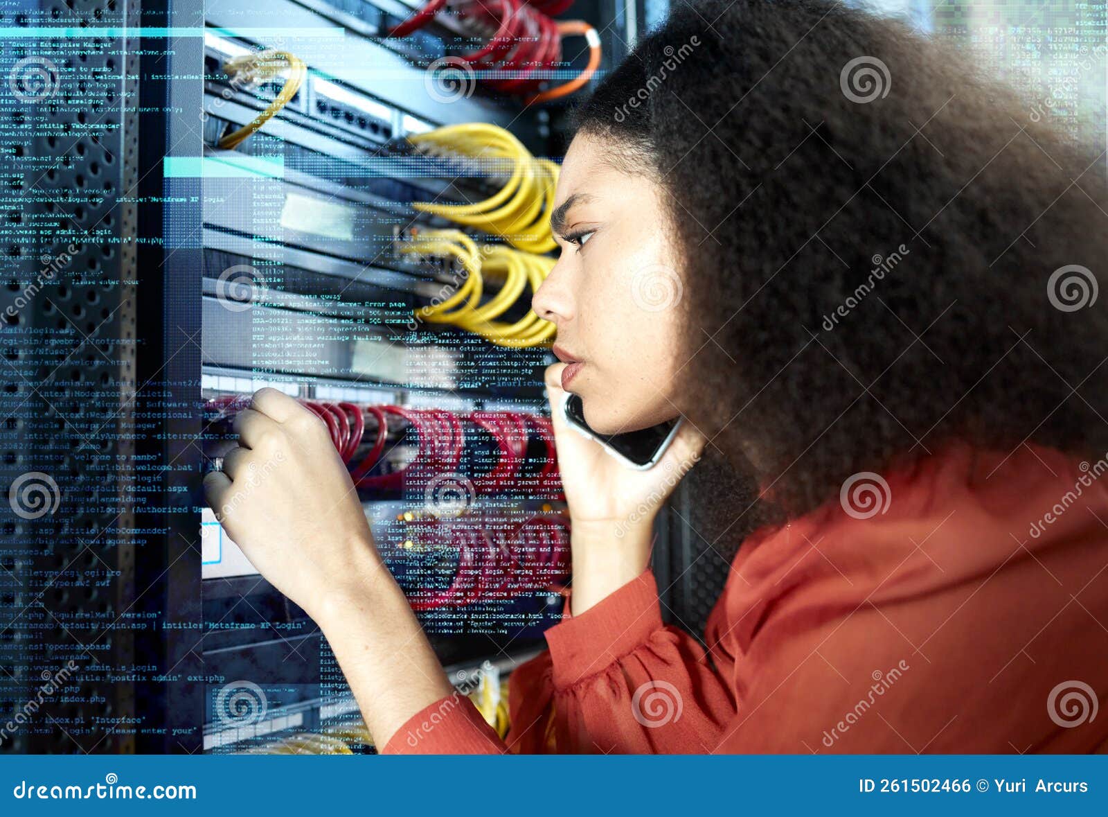 It Technician, Phone Call and Black Woman Thinking and Confused in ...