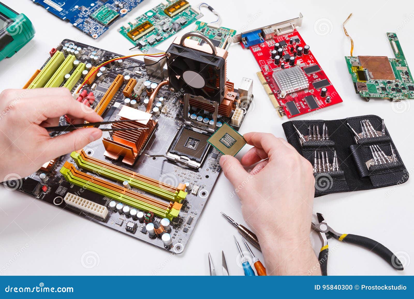 Technician Plug in Microprocessor To Motherboard Stock Photo - Image of ... Technician Plug in Microprocessor To Motherboard Stock Photo - Image of ...