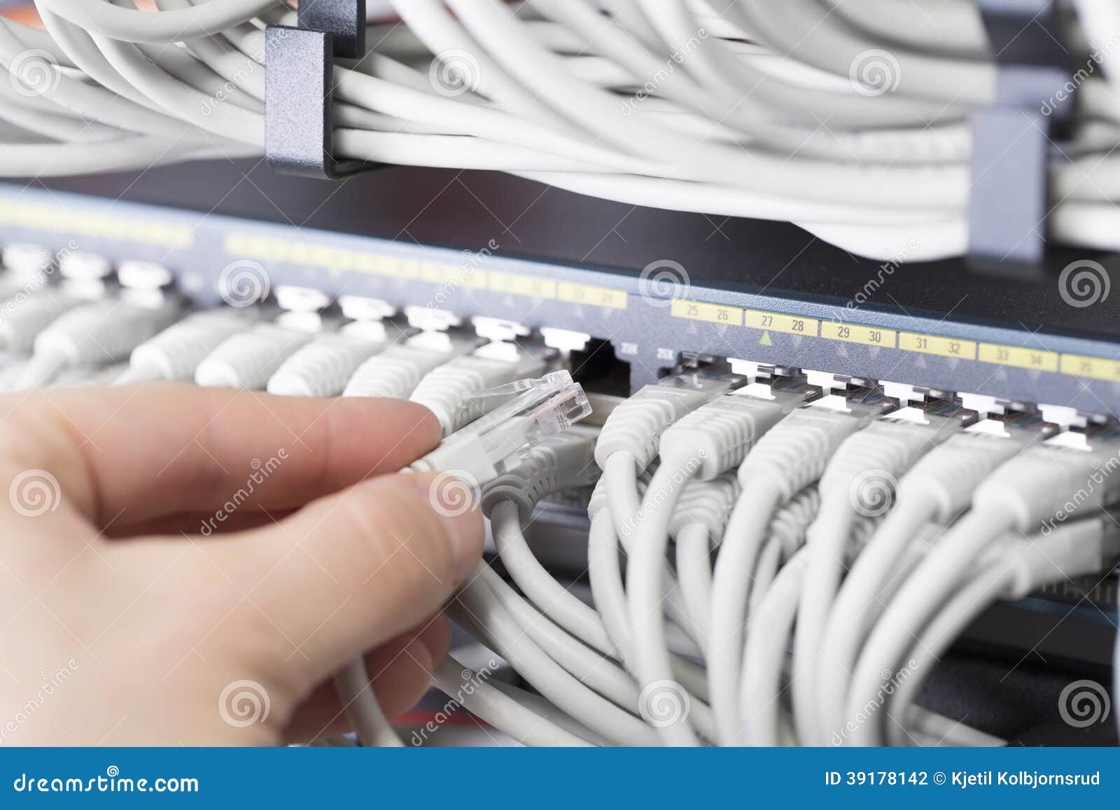 It Technician Plugs in Network Cable Stock Photo - Image of people ...