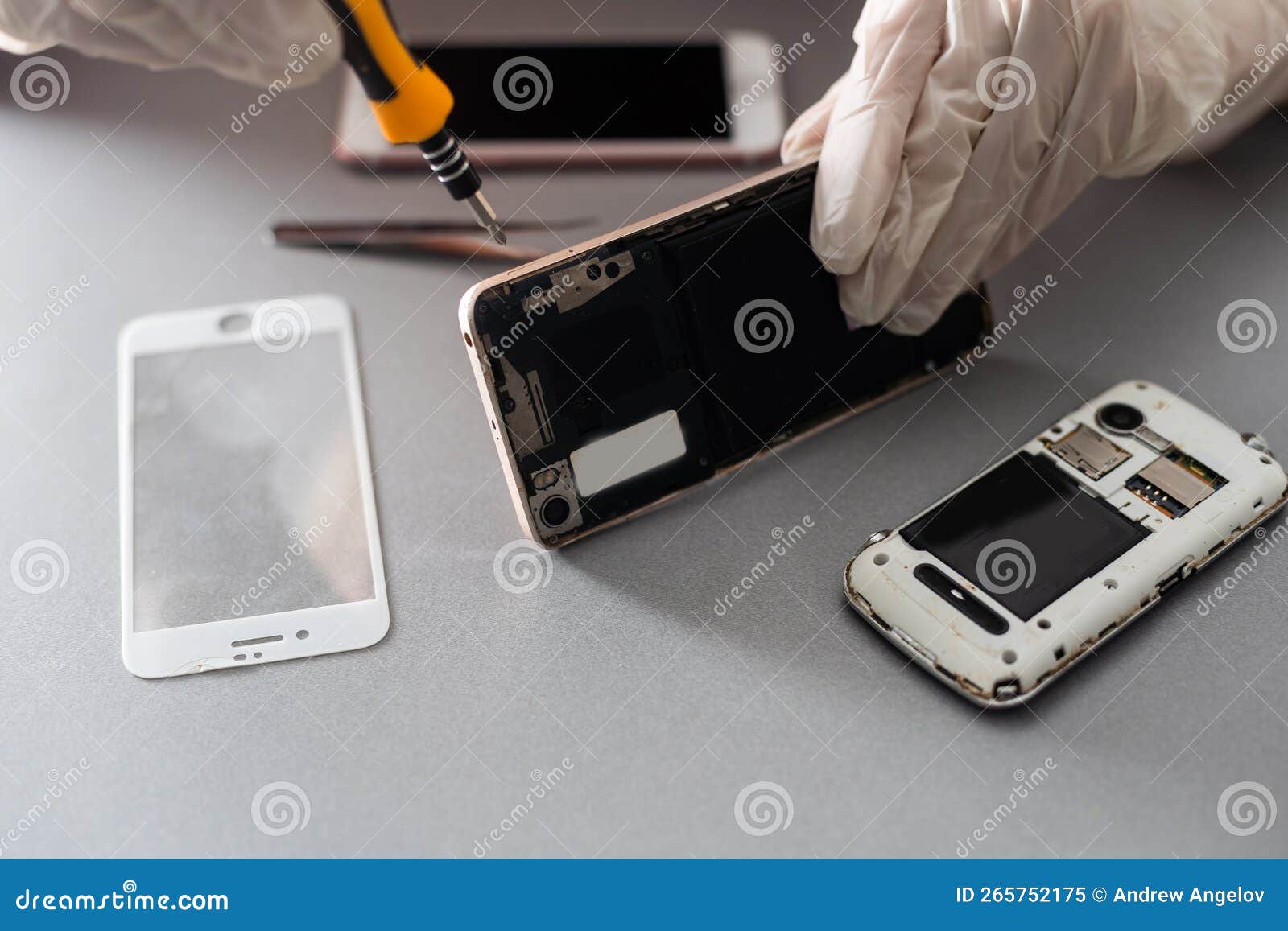 Technician Prepairing To Repair and Replace New Screen Broken and ...