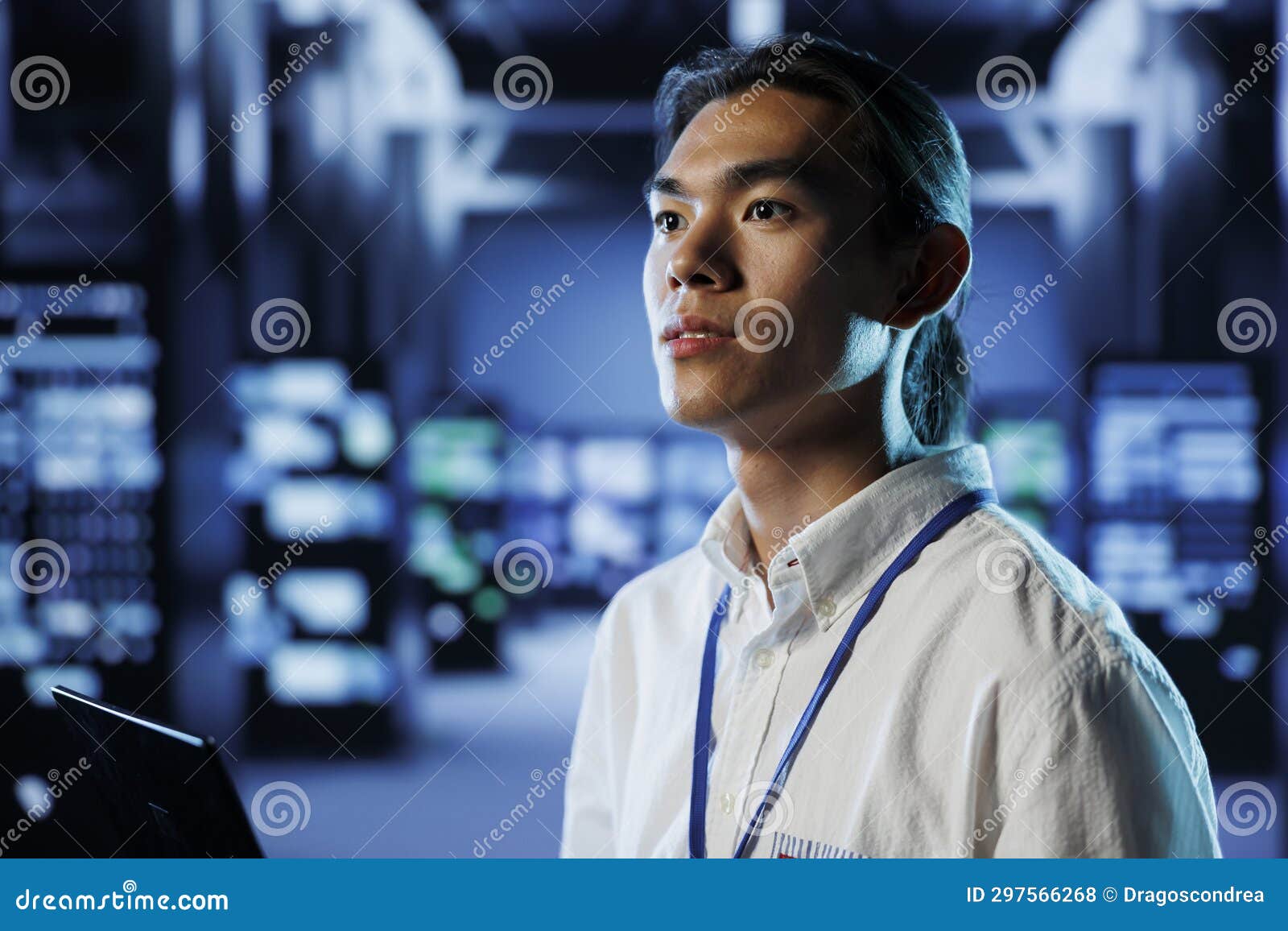 Technician Prevents Servers Overload Stock Photo - Image of device ...