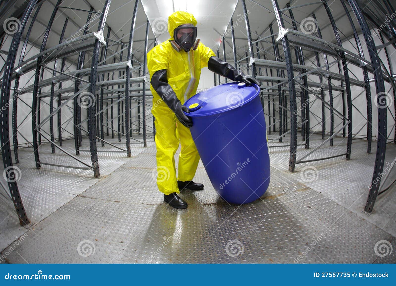 Technician in Protective Uniform with Barrel Stock Image - Image of ...