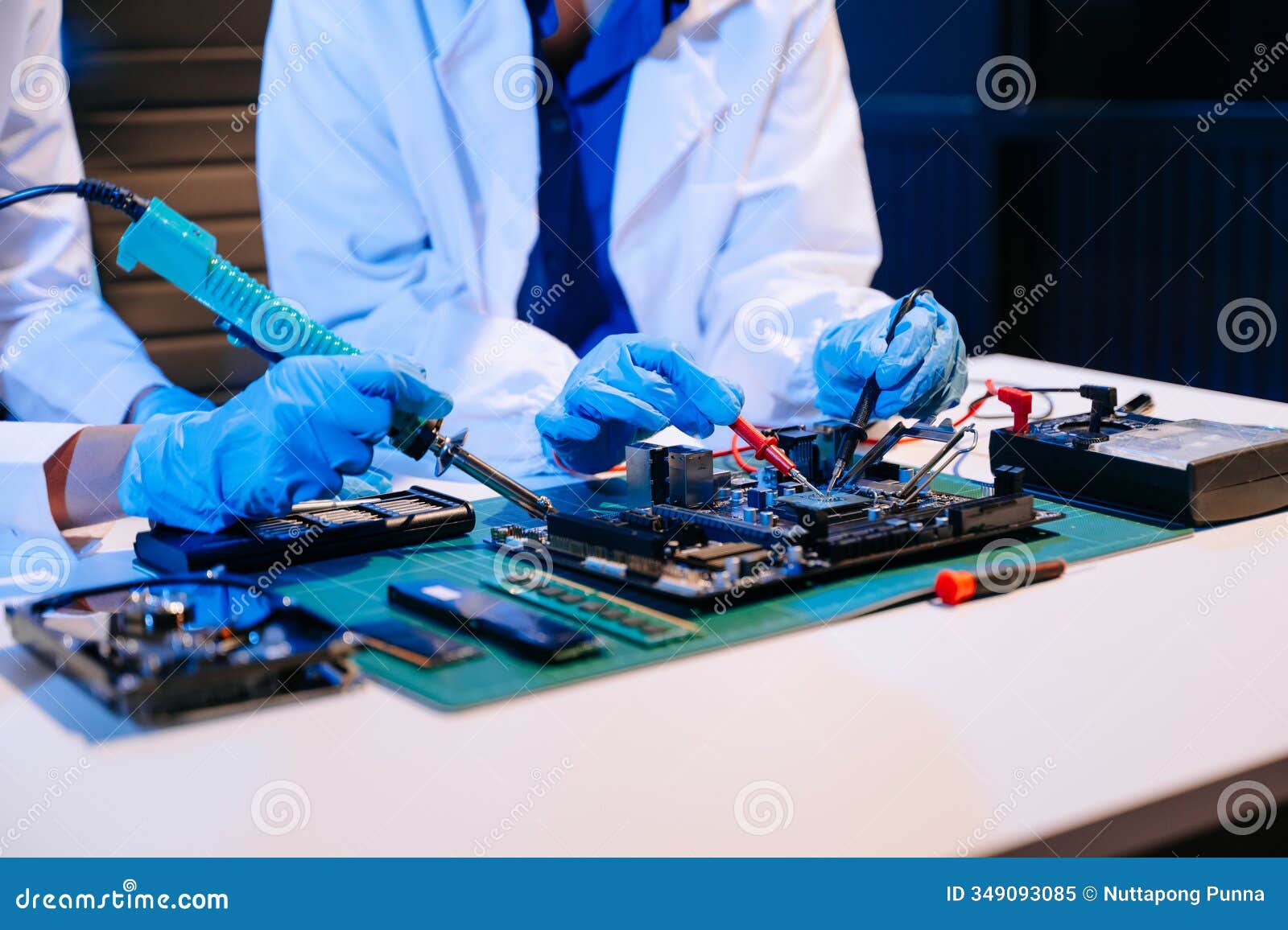 The Technician is Putting the CPU on the Socket of the Computer ...
