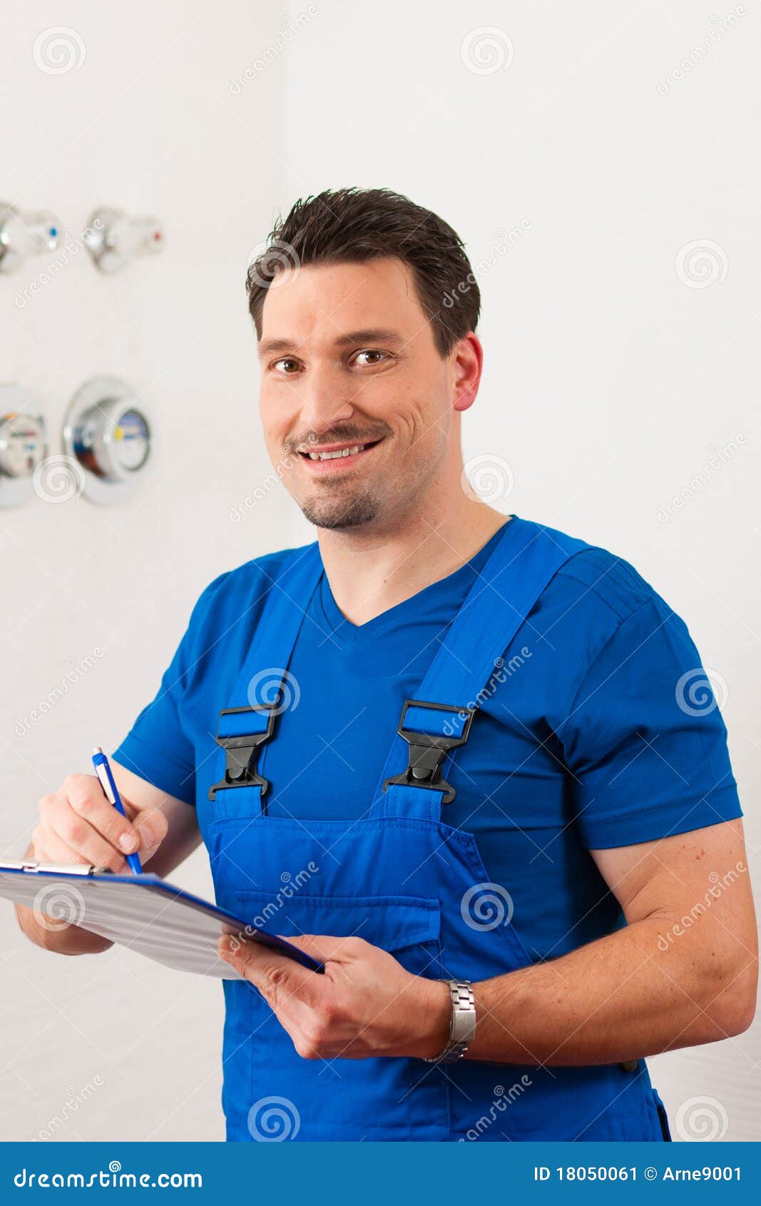 Technician Reading the Water Meter Stock Image - Image of cold ...