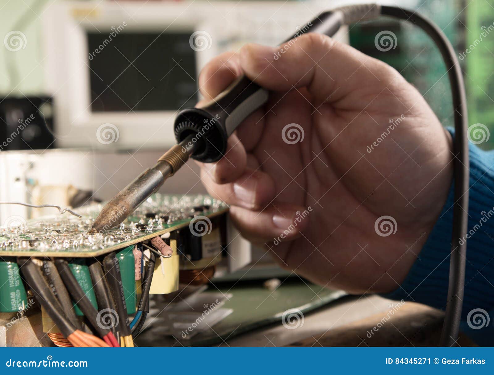 Technician Repair Circuit Board Stock Image - Image of device, hardware ...