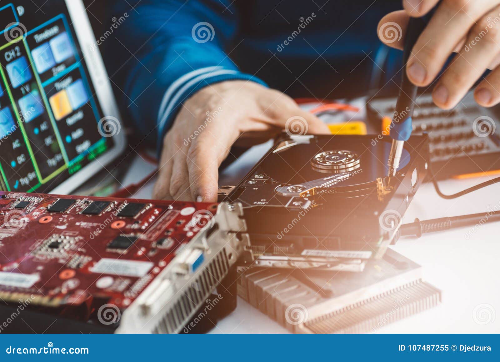 Technician Repairing Broken Hard Disk Drive Stock Image - Image of data ... Technician Repairing Broken Hard Disk Drive Stock Image - Image of data ...