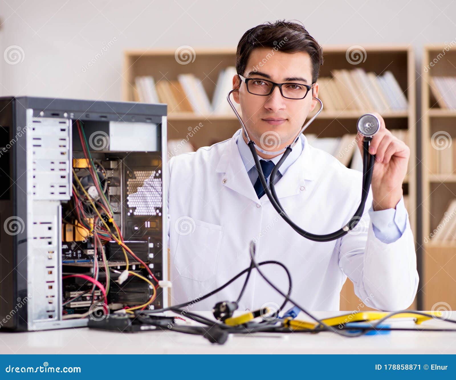 It Technician Repairing Broken Pc Desktop Computer Stock Image - Image ...