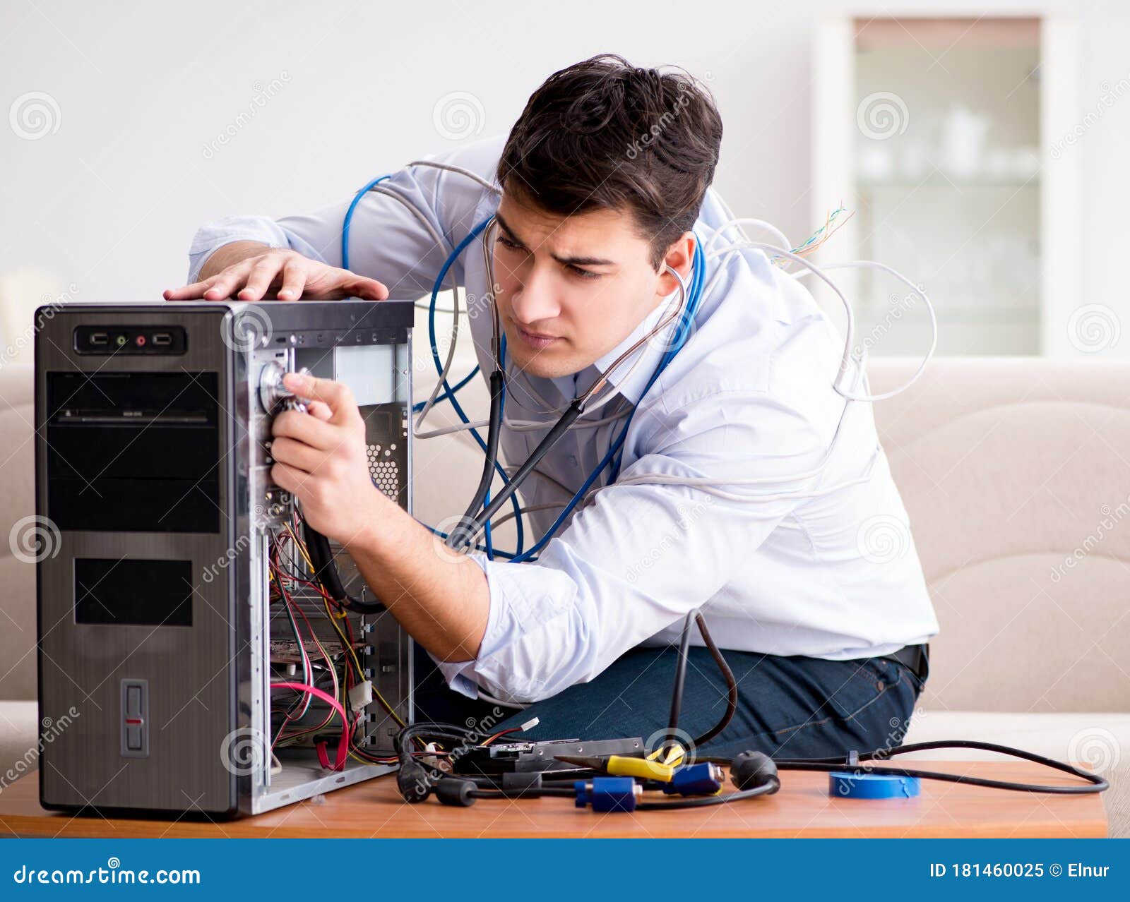 It Technician Repairing Broken Pc Desktop Computer Stock Image - Image ...
