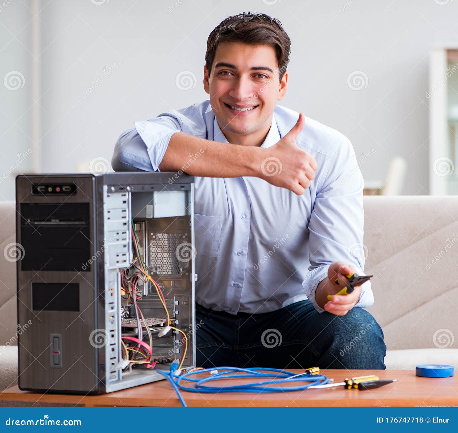 It Technician Repairing Broken Pc Desktop Computer Stock Photo - Image ...