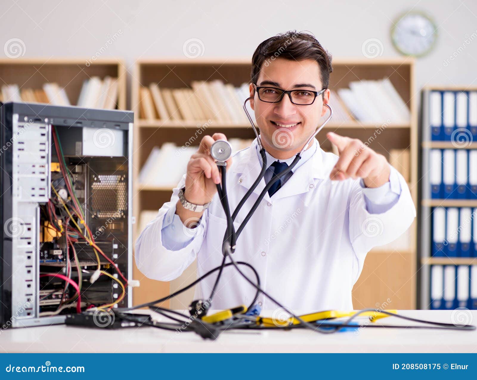 It Technician Repairing Broken Pc Desktop Computer Stock Image - Image ...