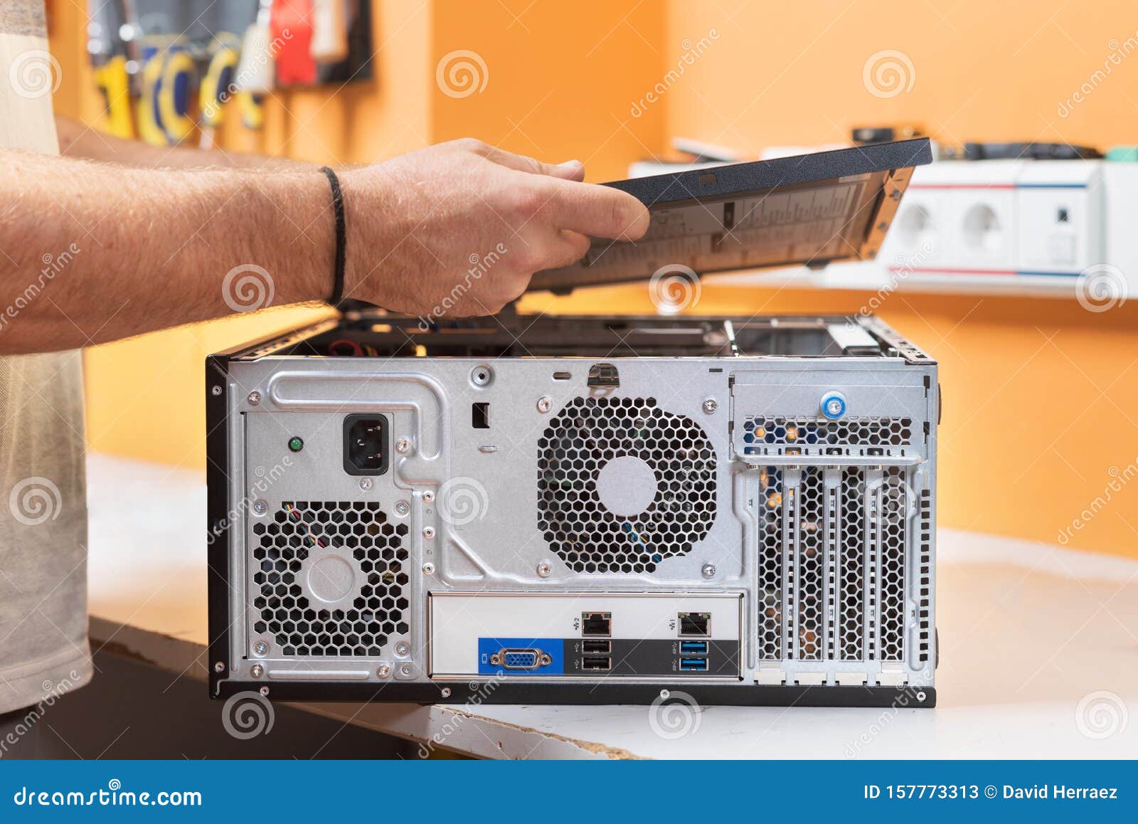 Technician Repairing the Computer. Concept of Computer Hardware ...