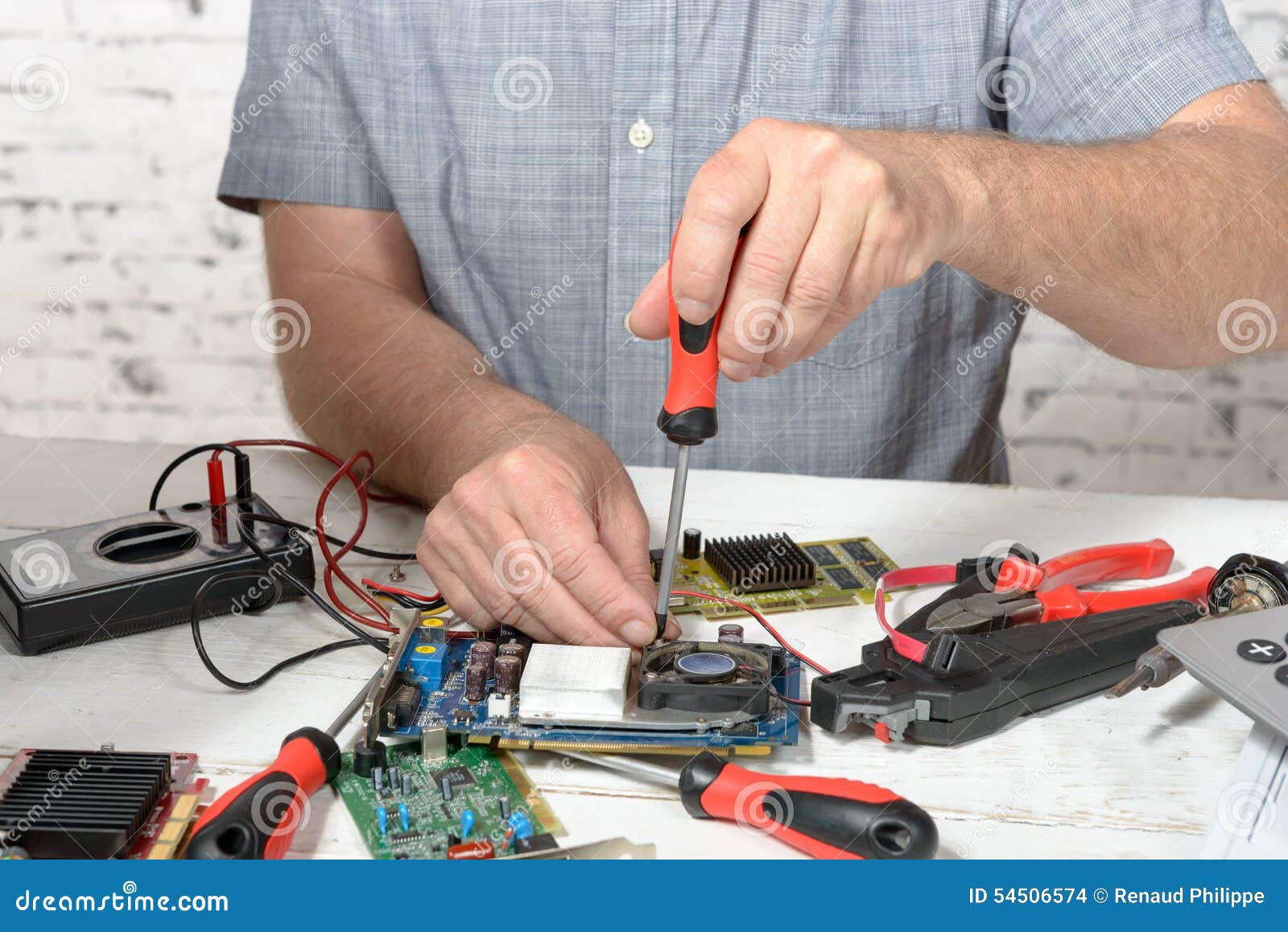 A Technician Repairing a Computer Stock Photo - Image of engineering ...