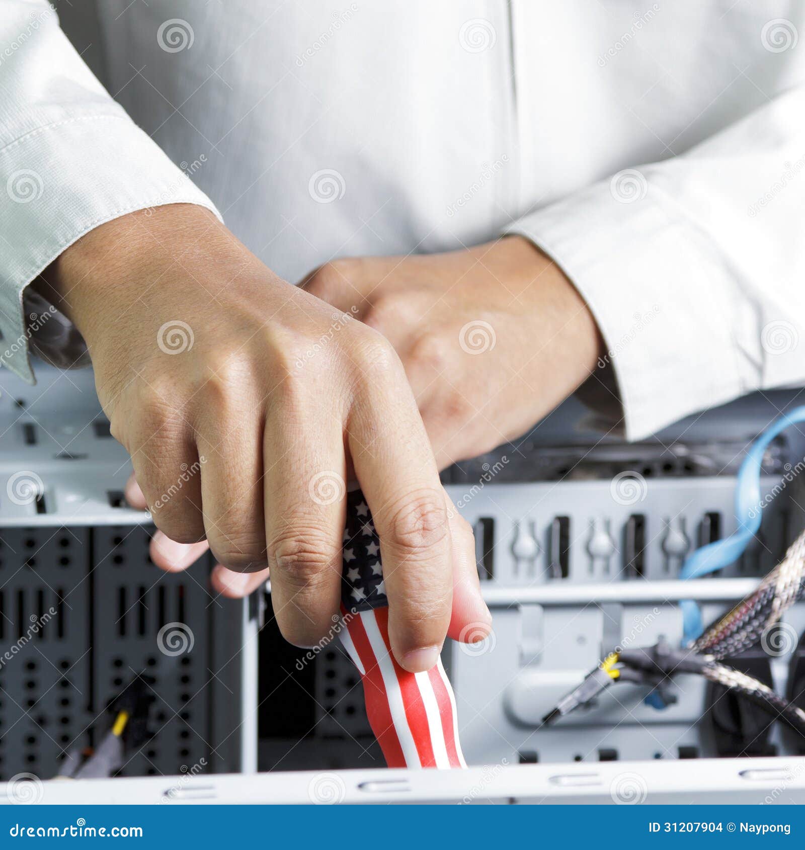 Technician Repairing Computer Hardware Stock Photo - Image of electric ...