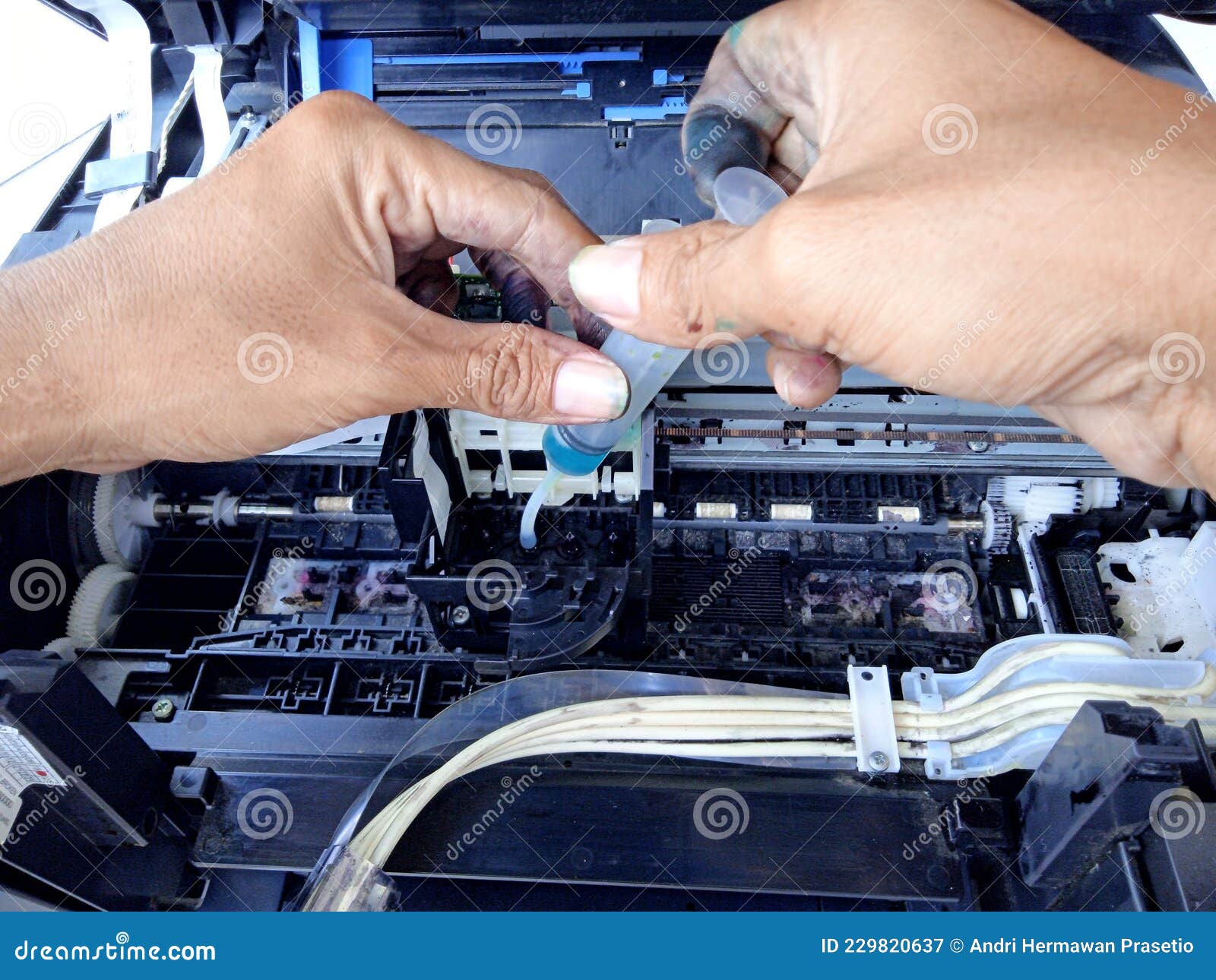 A Technician is Repairing a Dead Printer Head Stock Image - Image of ...