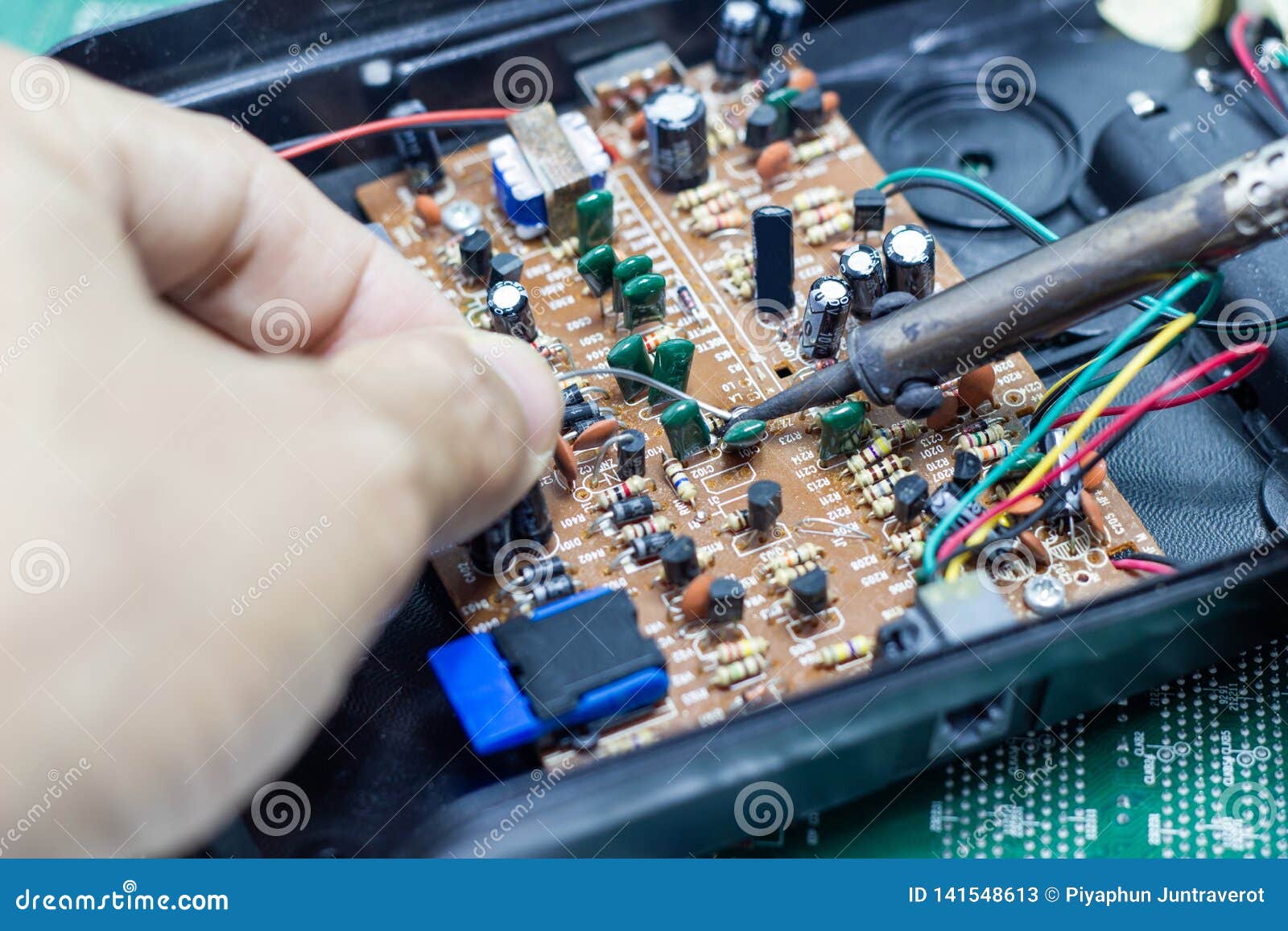 Technician Repairing Electronic of the Computer`s Circuit Board by ...